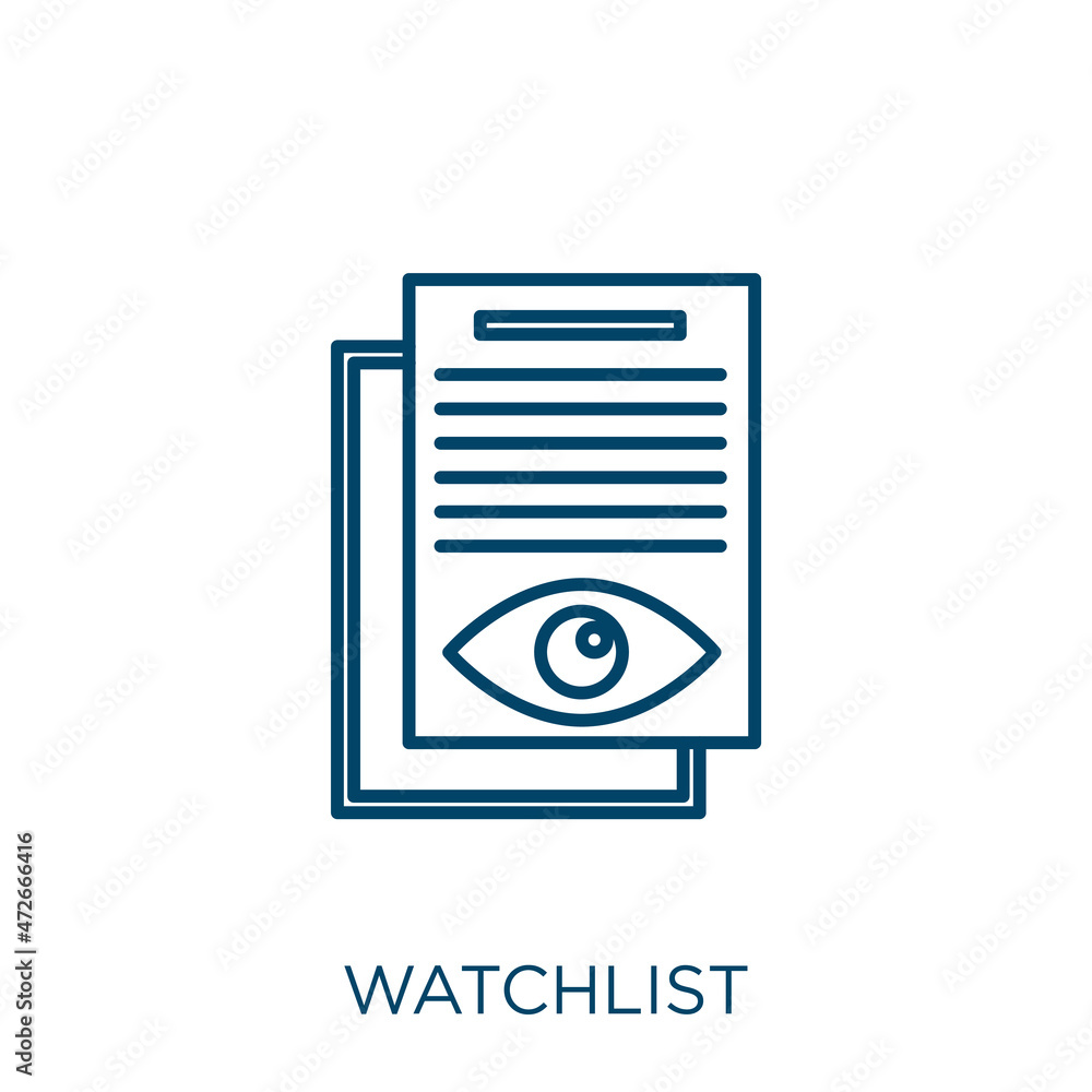 watchlist icon. Thin linear watchlist outline icon isolated on white ...