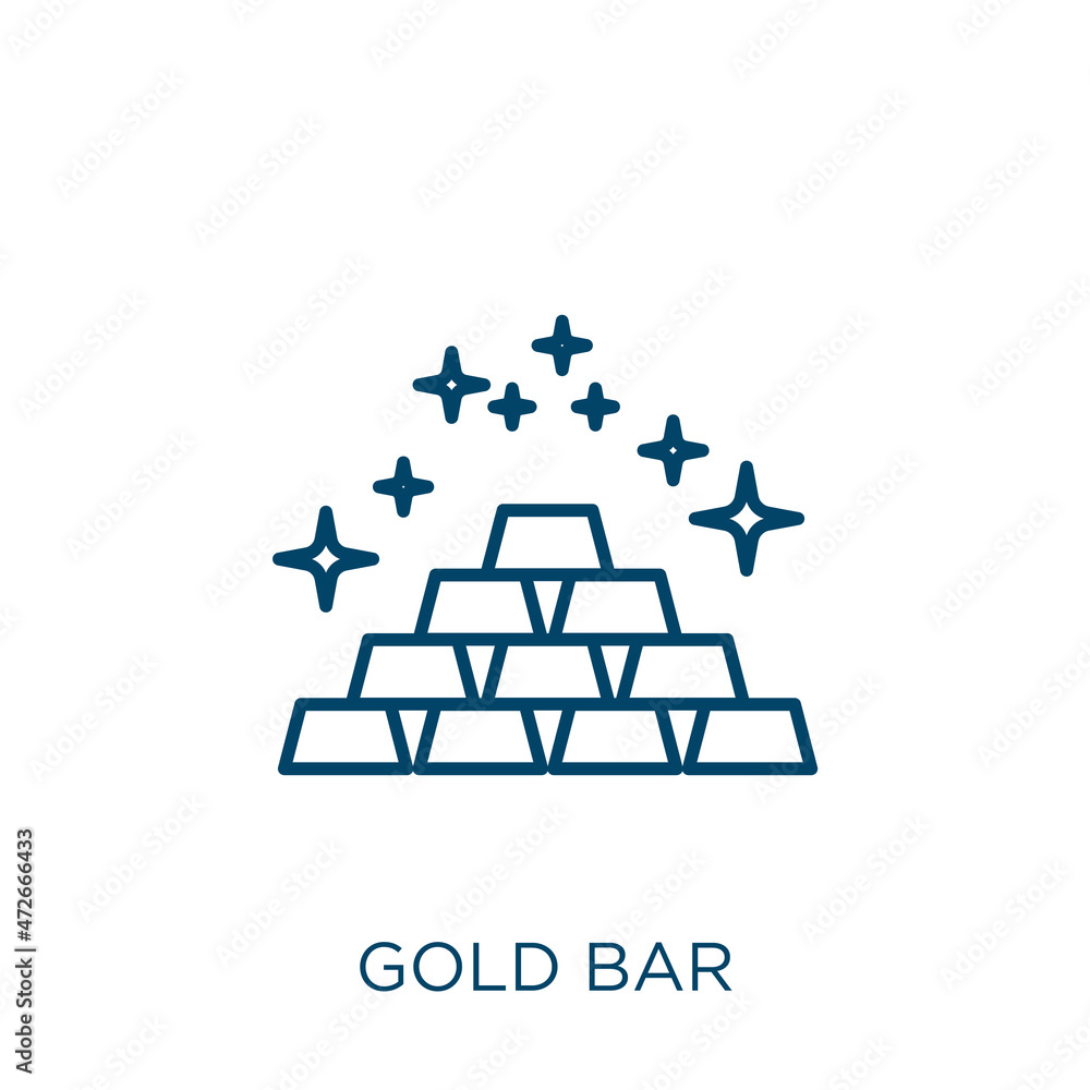 Vecteur Stock gold bar icon. Thin linear gold bar outline icon isolated ...
