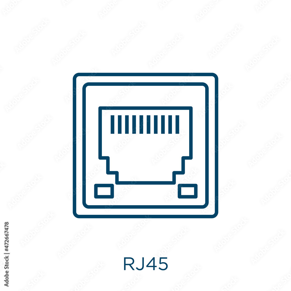 rj45 icon. Thin linear rj45 outline icon isolated on white background ...