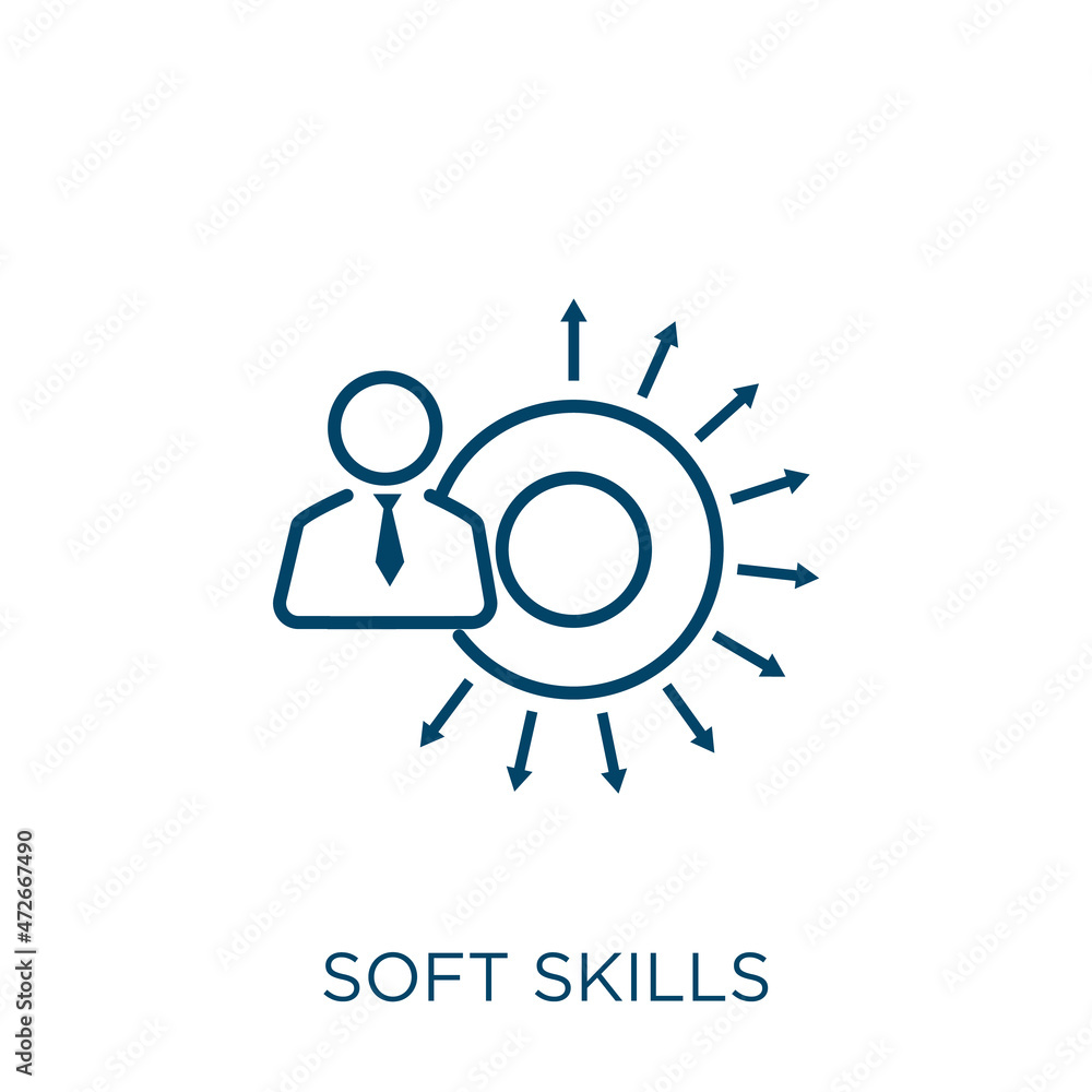 soft skills icon. Thin linear soft skills outline icon isolated on ...