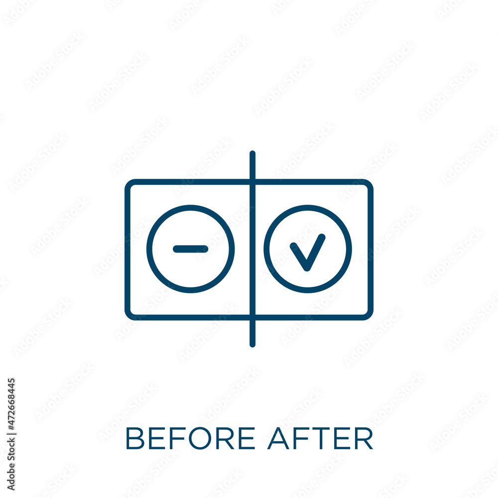 Vecteur Stock before after icon. Thin linear before after outline icon ...