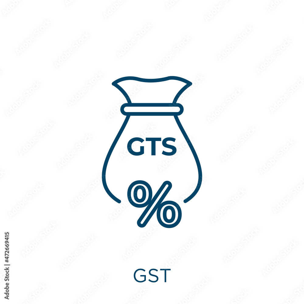 gst icon. Thin linear gst outline icon isolated on white background ...