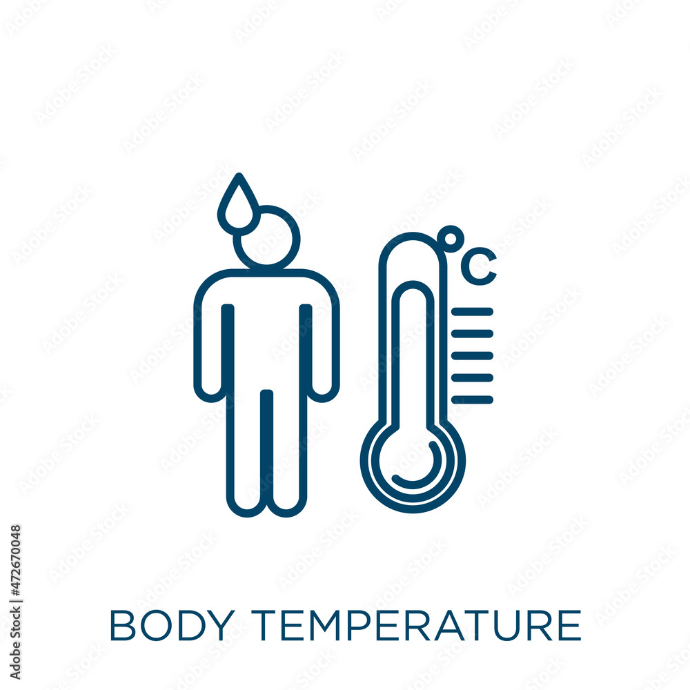 body temperature icon. Thin linear body temperature outline icon ...