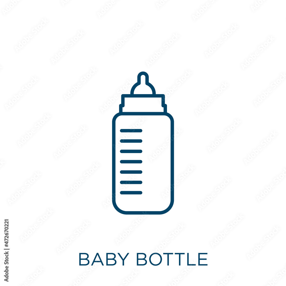 baby bottle icon. Thin linear baby bottle outline icon isolated on ...