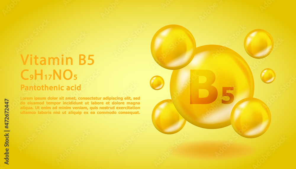 3D Vitamin molecule B5 Pantothenic design. Realistic B5 Pantothenic ...