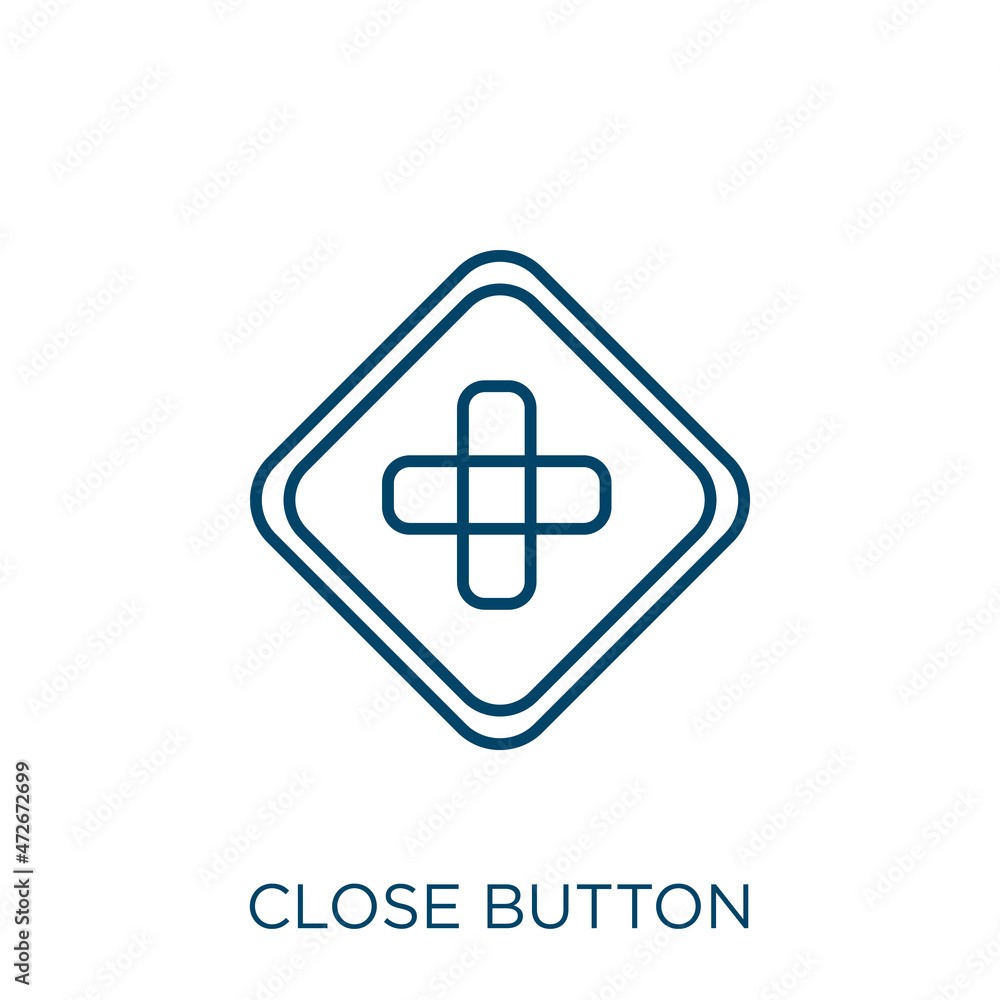 close button icon. Thin linear close button outline icon isolated on ...