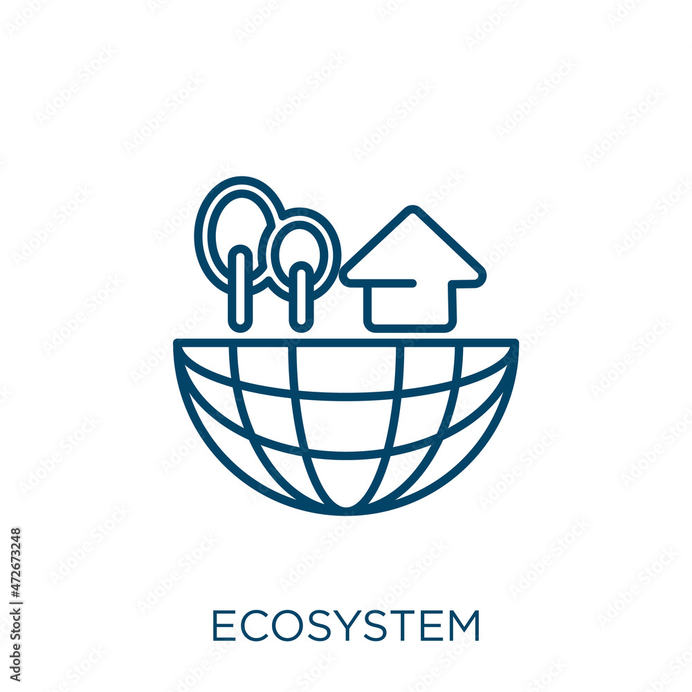 ecosystem icon. Thin linear ecosystem outline icon isolated on white ...