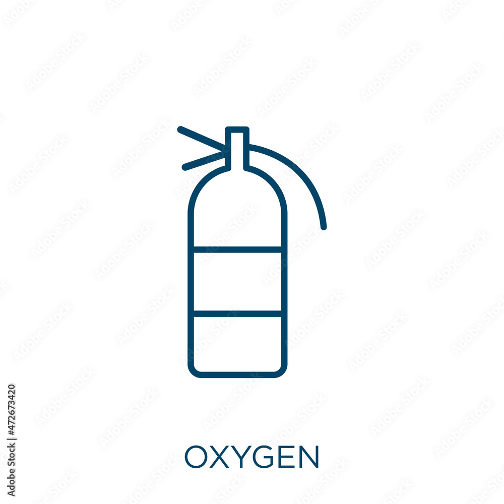 oxygen icon. Thin linear oxygen outline icon isolated on white ...