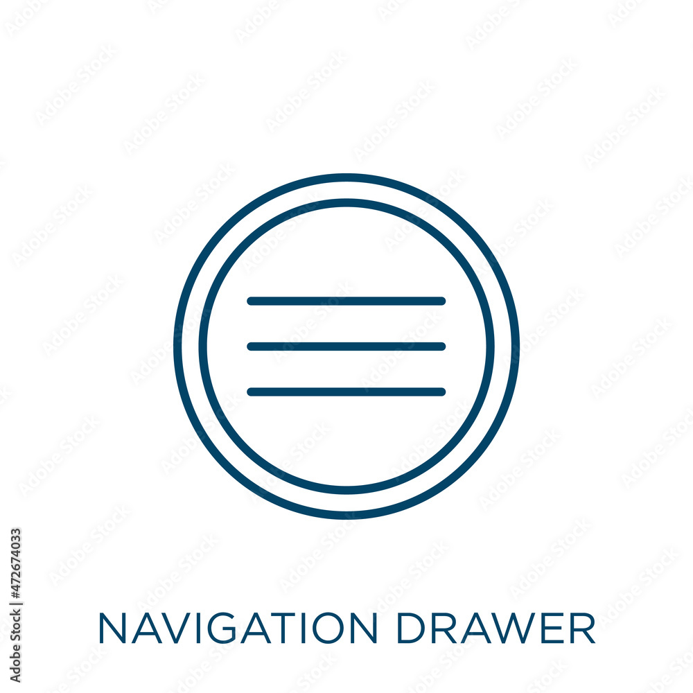 navigation drawer icon. Thin linear navigation drawer outline icon ...