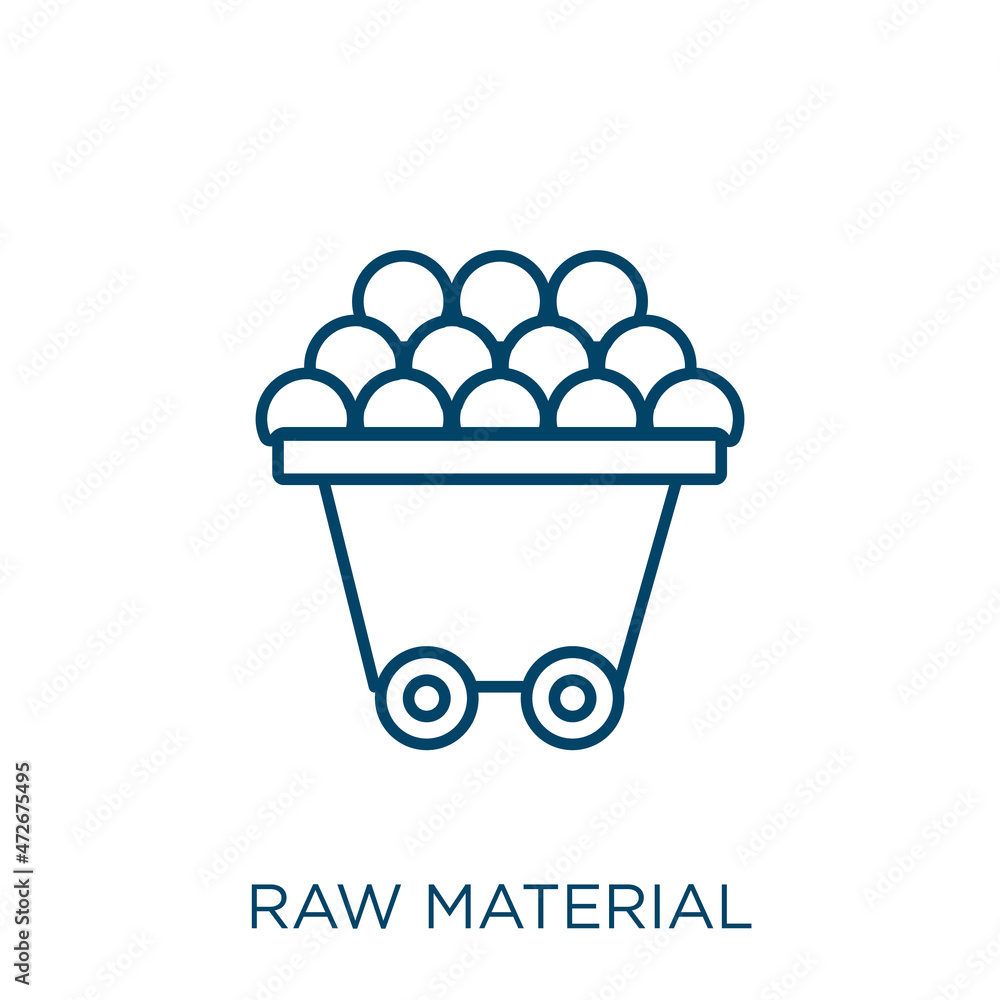 raw material icon. Thin linear raw material outline icon isolated on ...