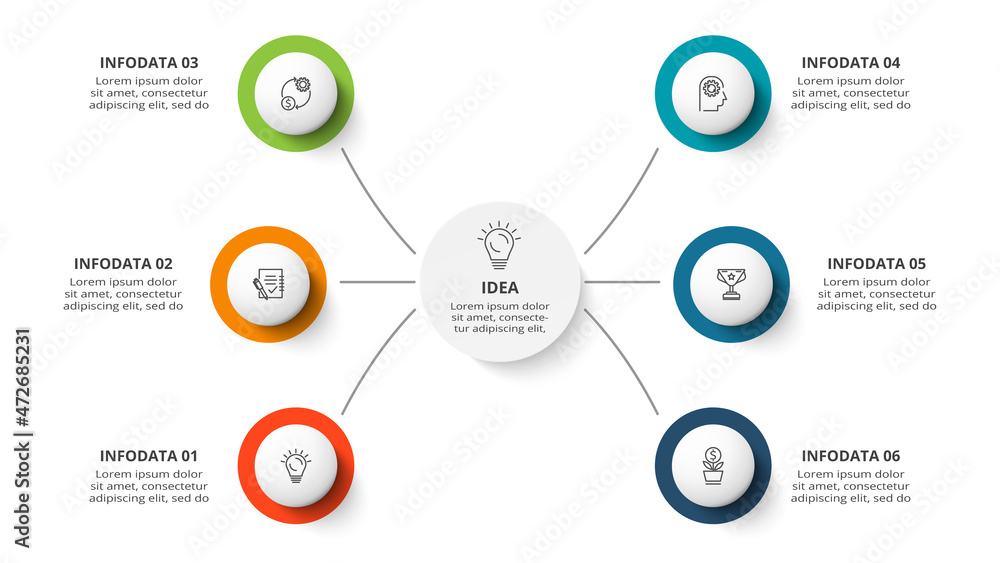 Diagram concept for infographic with 6 steps, options, parts or ...