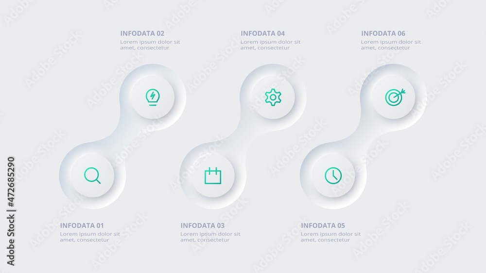 Neumorphic flow chart infographic. Creative concept for infographic ...