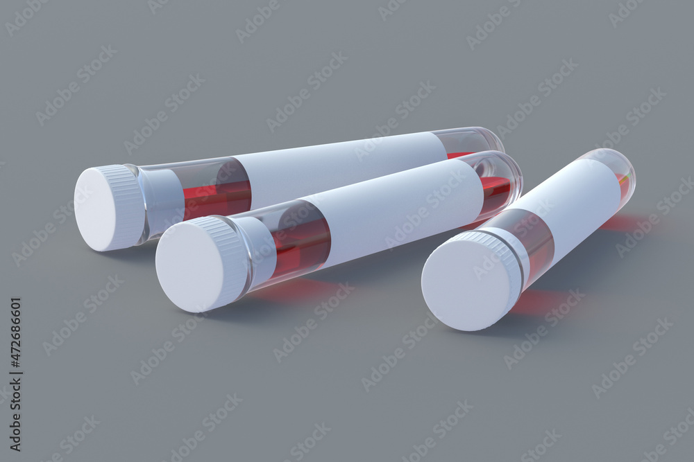 Test tubes with cap and label. Scientific experiments. Development of ...