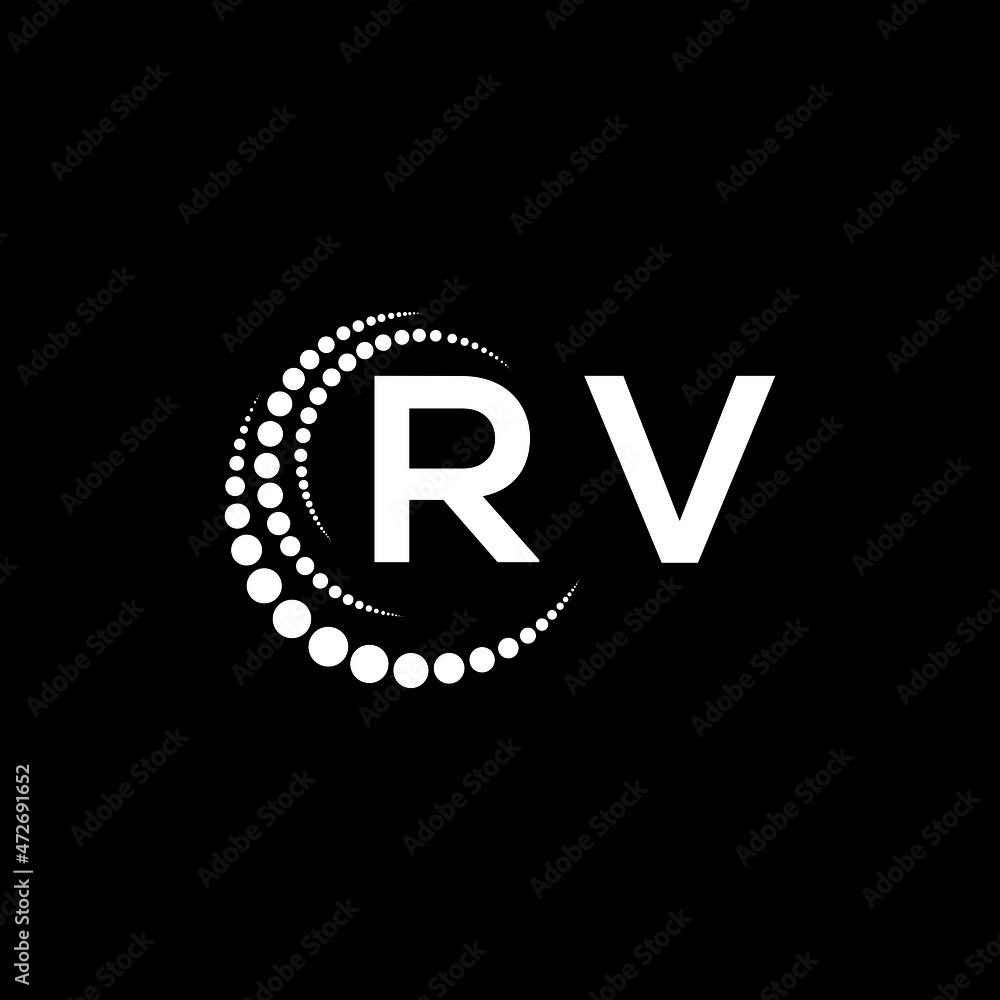 Vecteur Stock RV letter logo design on black background.RV creative ...