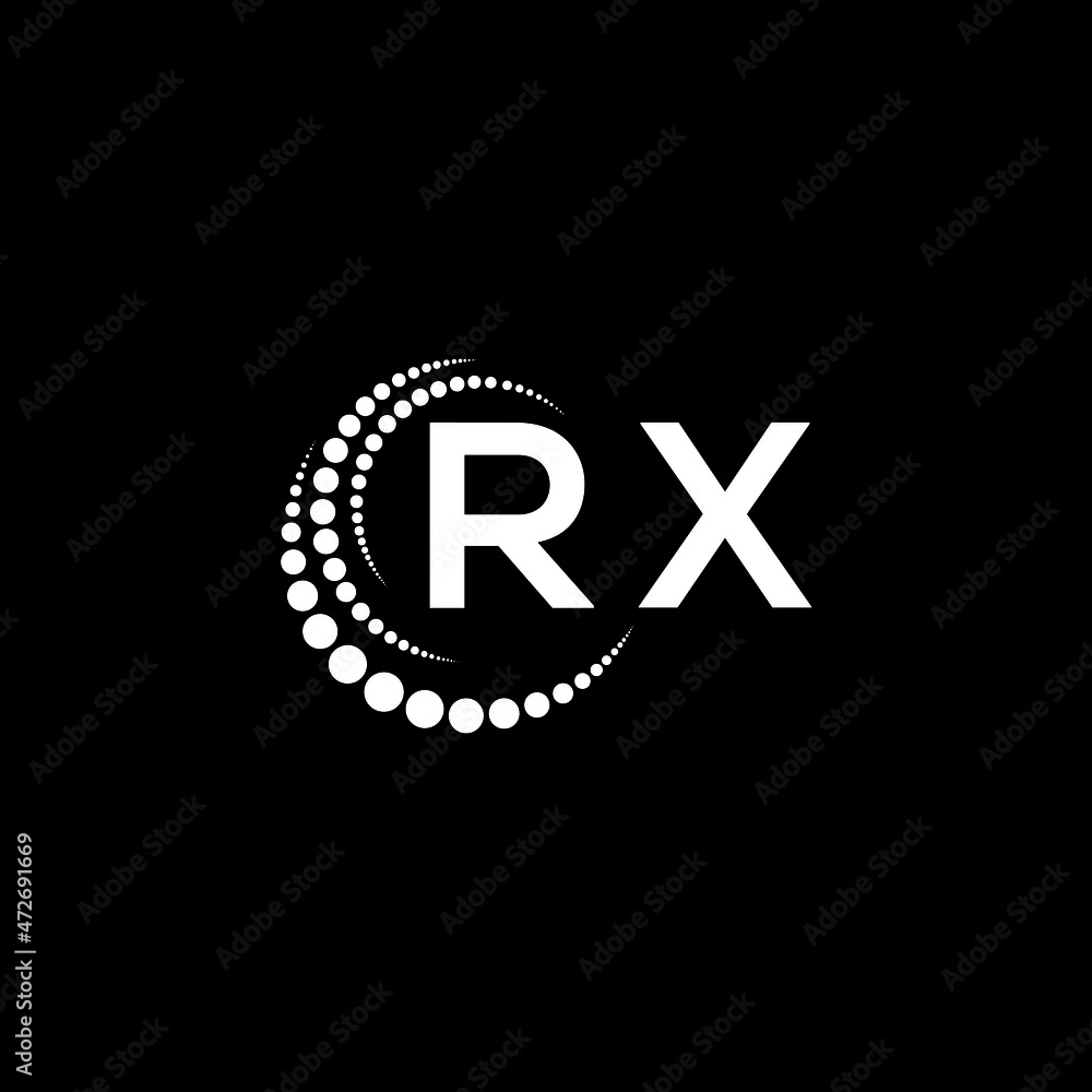 RX letter logo design on black background.RX creative initials letter ...