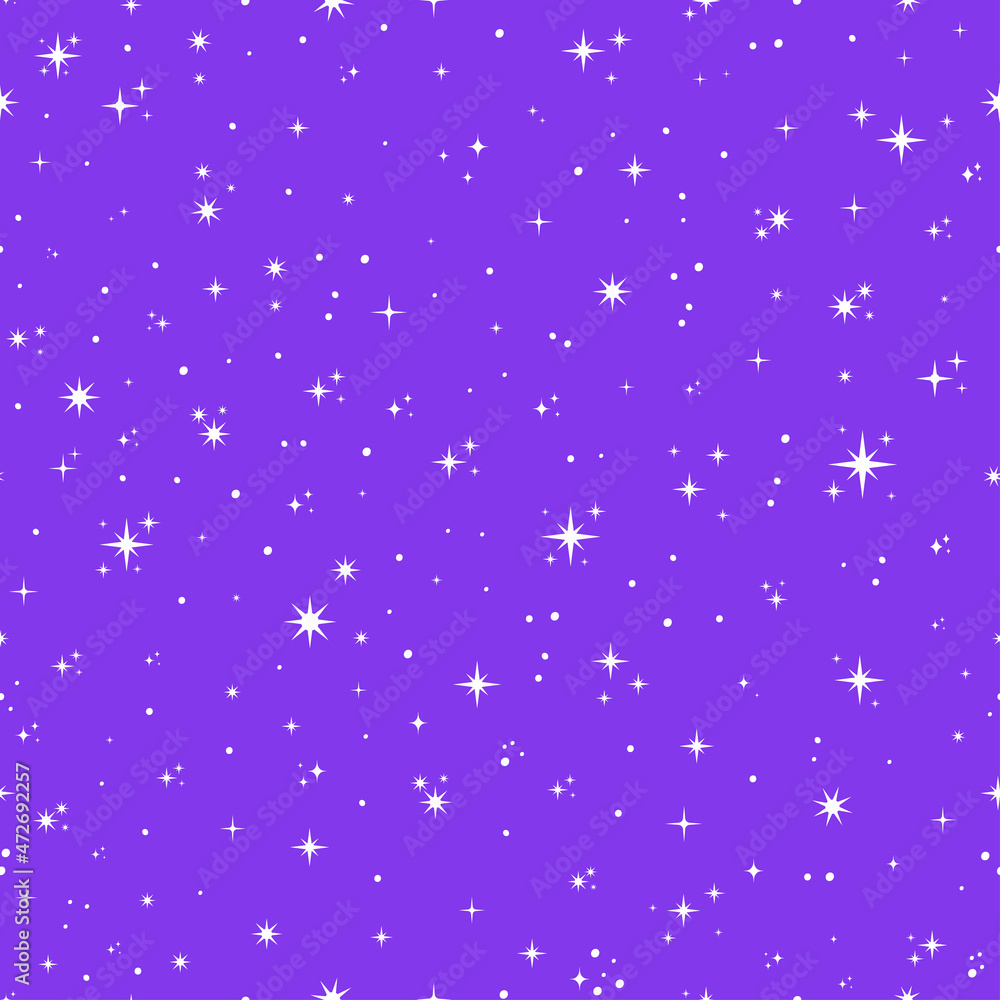 Seamless pattern with white stars and purple background Stock Vector ...
