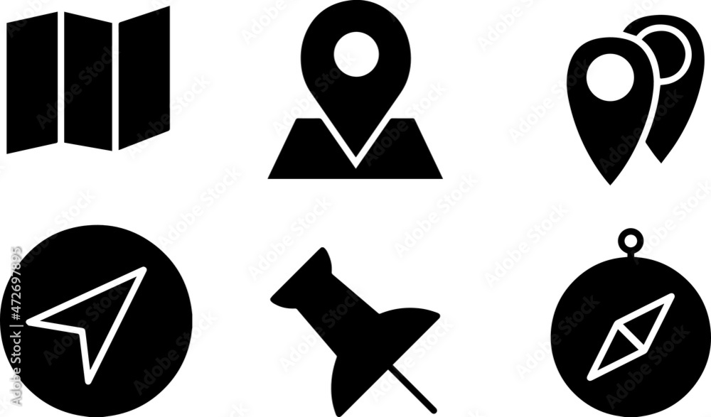 location map icon in flat style. Location map pin set. GPS marker ...