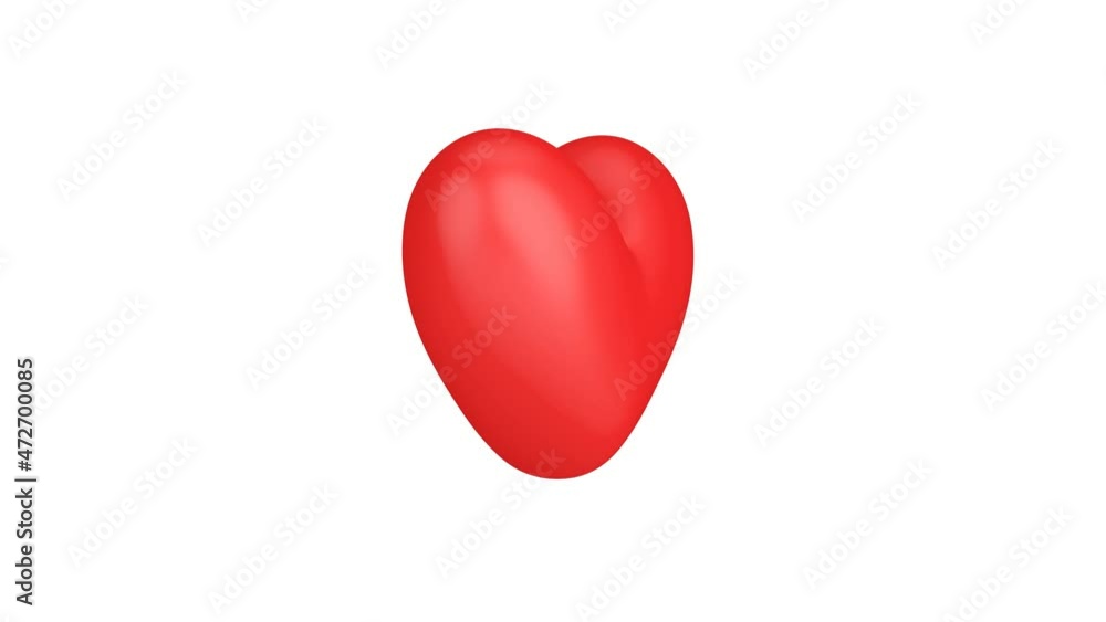 Beating red heart in cartoon style, love. 3d like animation on ...