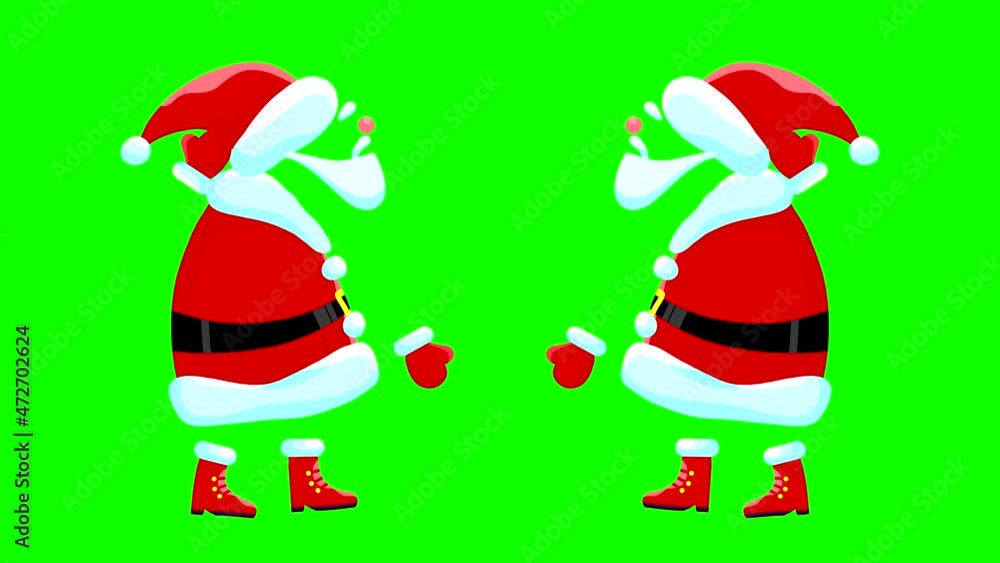 Santa Claus without a face stands waving his hands in two versions ...