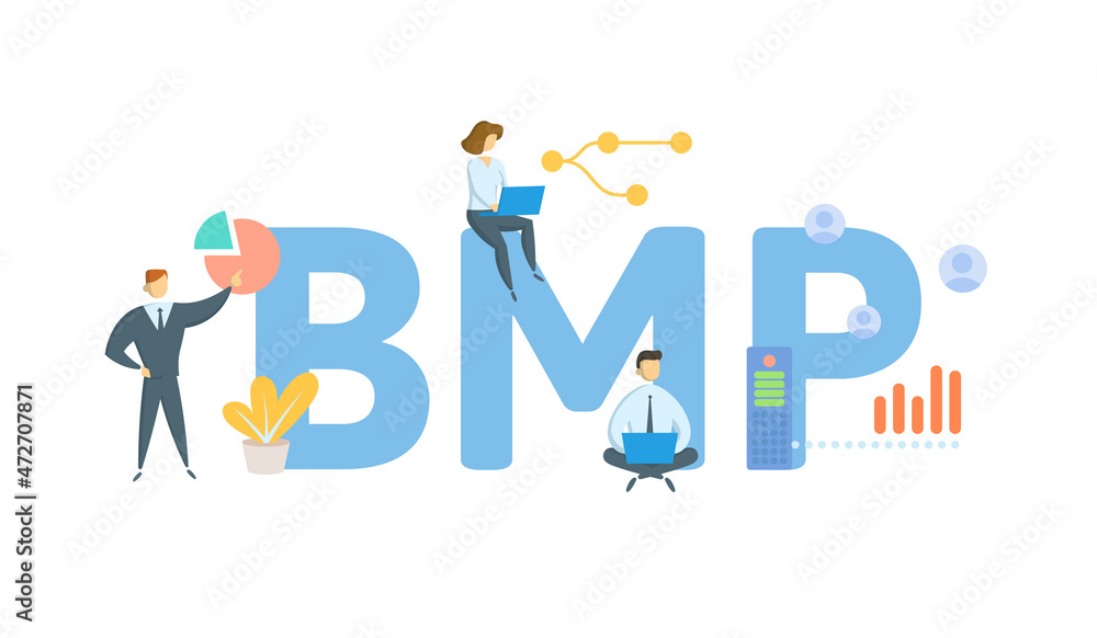 BMP, Best Management Practice. Concept with keyword, people and icons ...