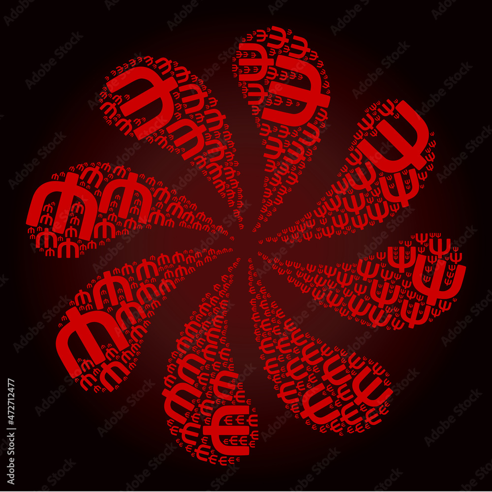 Red Psi Greek symbol icon twirl twist flower fireworks shape on red ...