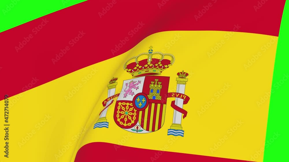 Spain waving flag transition 4k and 1080 HD seamless loop animation. 3d ...