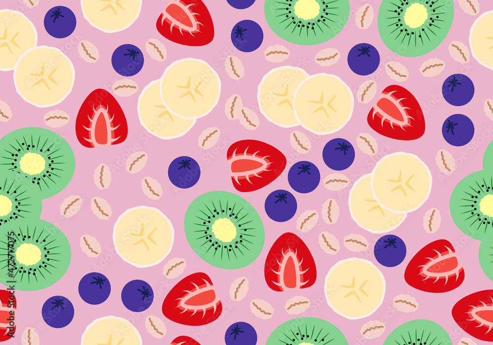 Seamless pattern with Homemade Freshness Smoothie with fruits vector ...