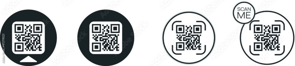 QR code set. Template of frames with text - scan me and QR code for ...