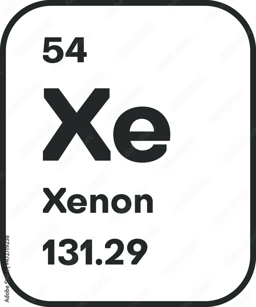 Symbol of chemical element Xenon as seen on the Periodic Table of the ...