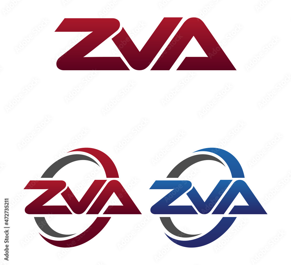 Modern 3 Letters Initial logo Vector Swoosh Red Blue ZVA Stock Vector ...