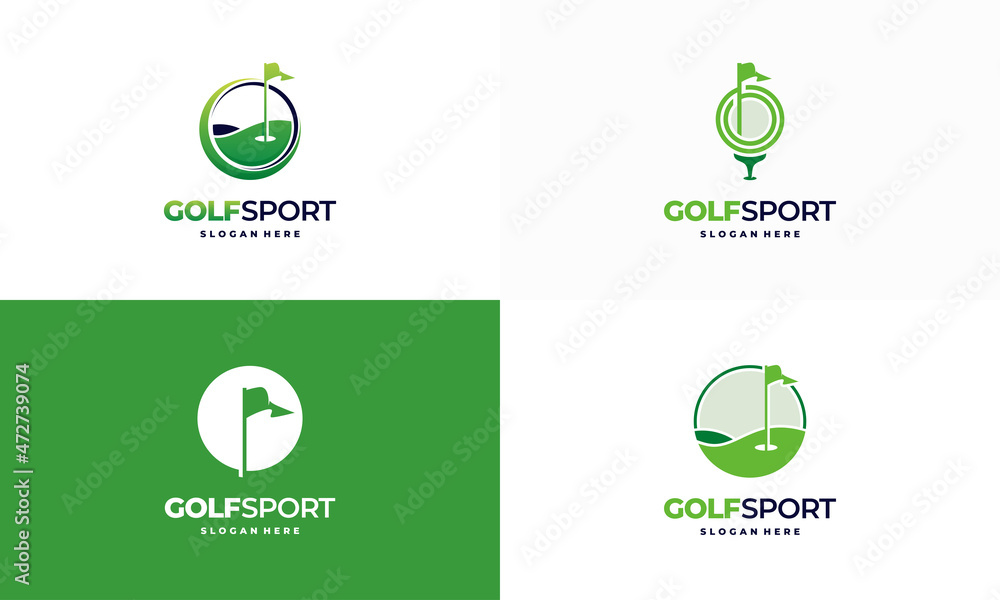 Set of Iconic Golf logo designs concept, Golf Land logo designs concept ...