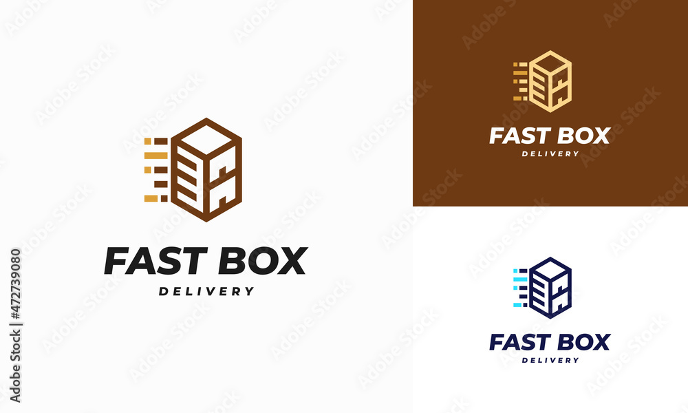 Fast Box Delivery logo designs concept vector, Pixel Box Logo designs ...