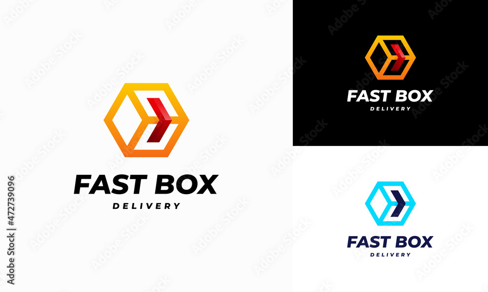 Fast Box Delivery logo designs concept vector, Pixel Box Logo designs ...