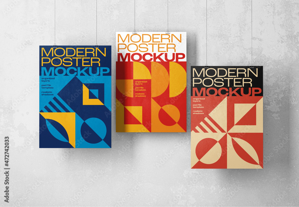 Vertical Poster Mockup with Pin Stock Template | Adobe Stock