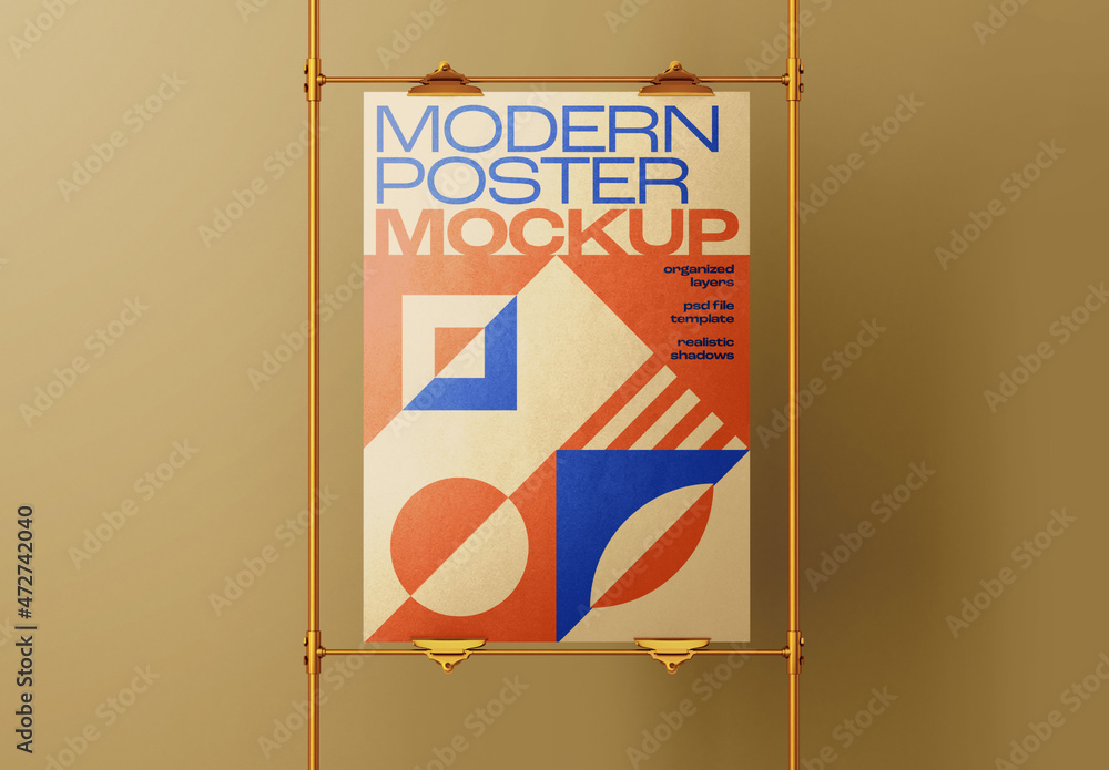 Vertical Poster Mockup with Pin Stock Template | Adobe Stock