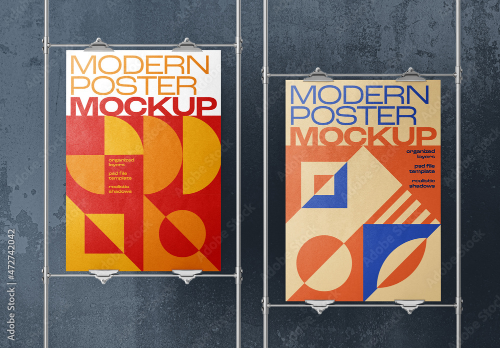Vertical Poster Mockup with Pin Stock Template | Adobe Stock