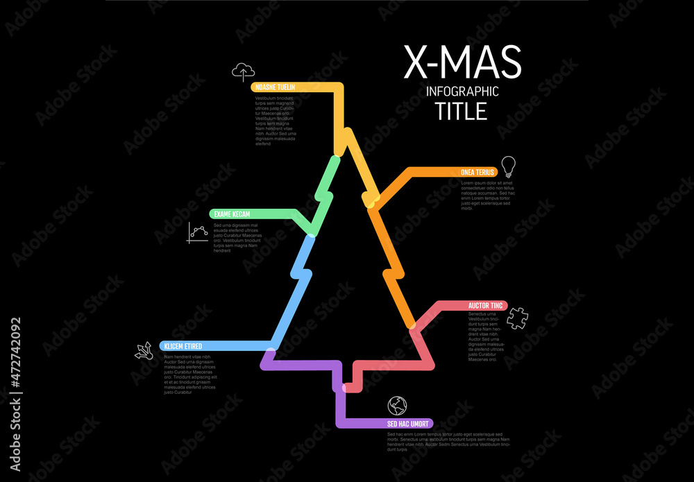 Thick Line Tree Dark Multipurpose Infographic Layout Stock Template ...