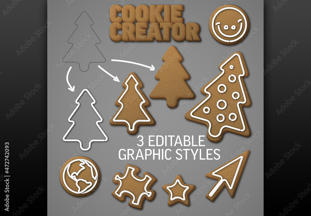 Ginger Breads Cookie Creator from Shape Editable Graphic Style Effect ...