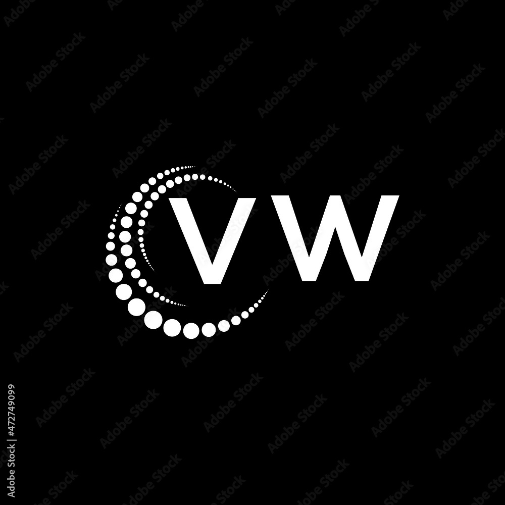 VW letter logo design on black background.VW creative initials letter ...
