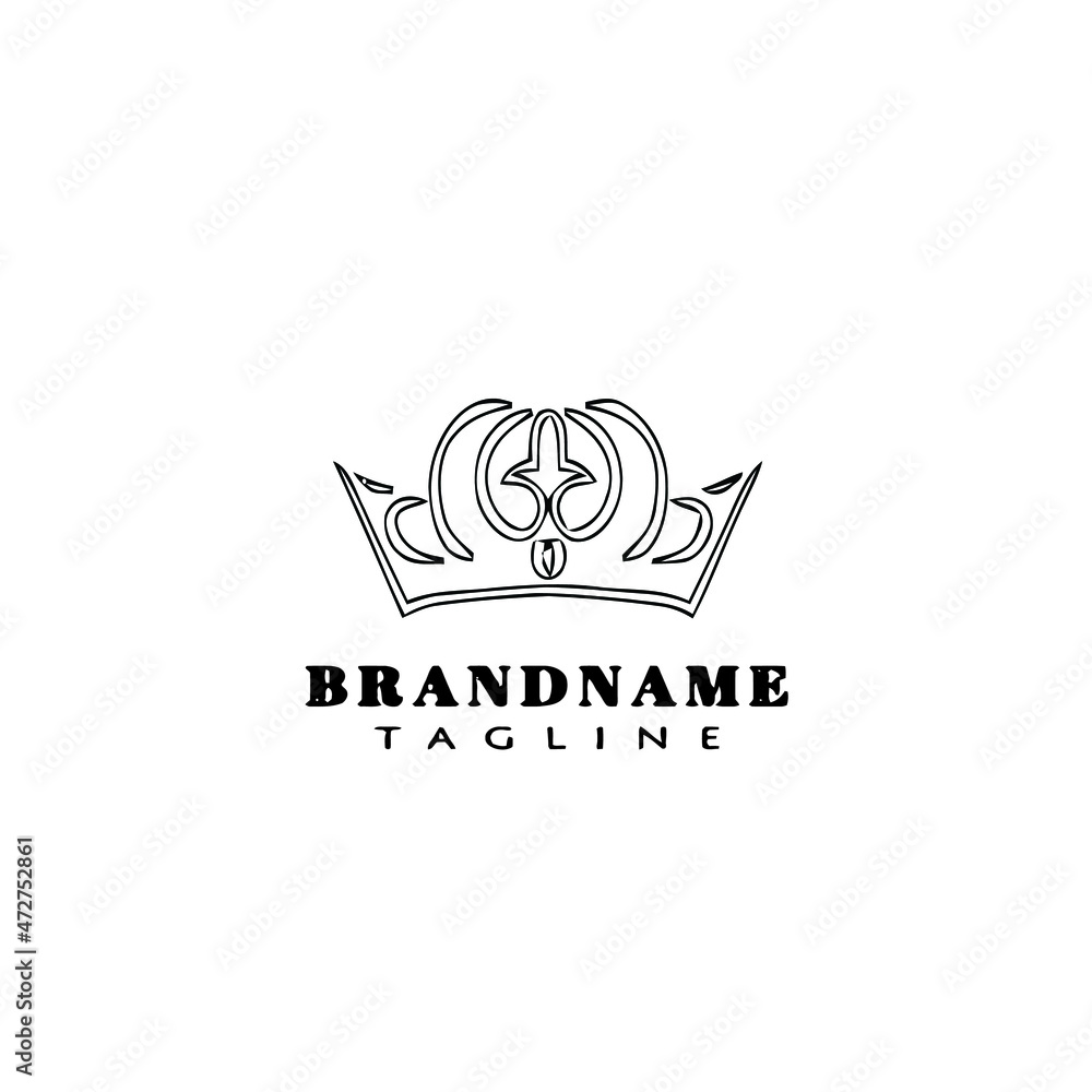 crown logo cartoon design icon black isolated vector illustration Stock ...