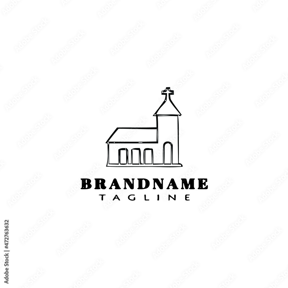 church logo cartoon icon flat template black isolated vector ...