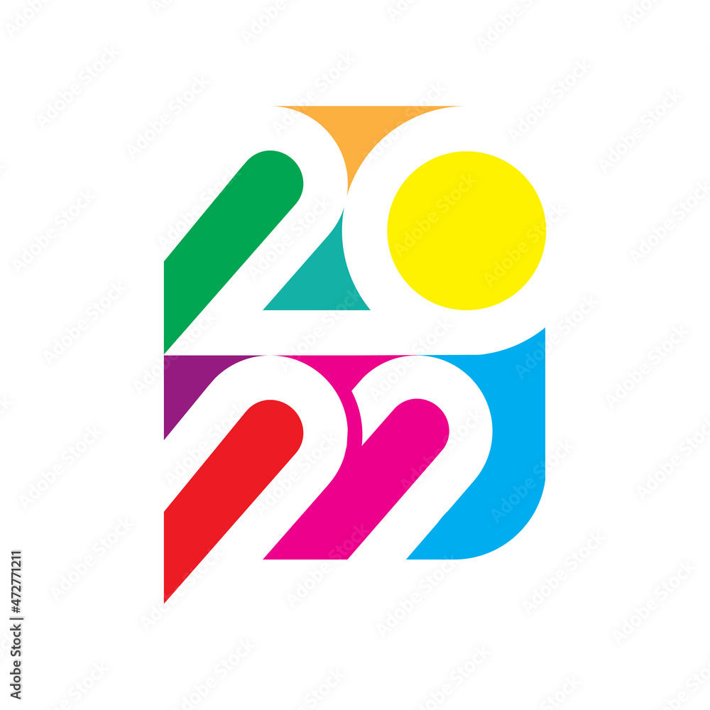 2022 Happy New Year logo text design for greeting card, calendar or any ...
