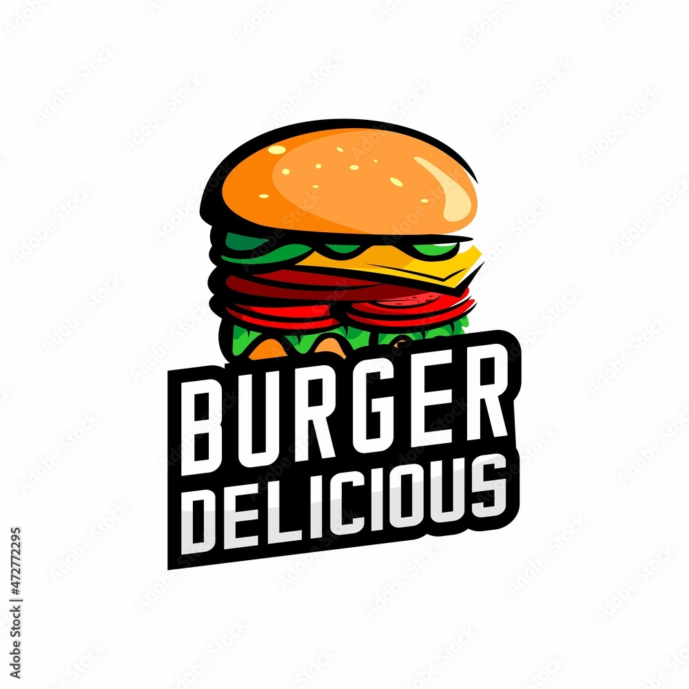 burger logo vector, restaurant logo illustration design, brand, label ...