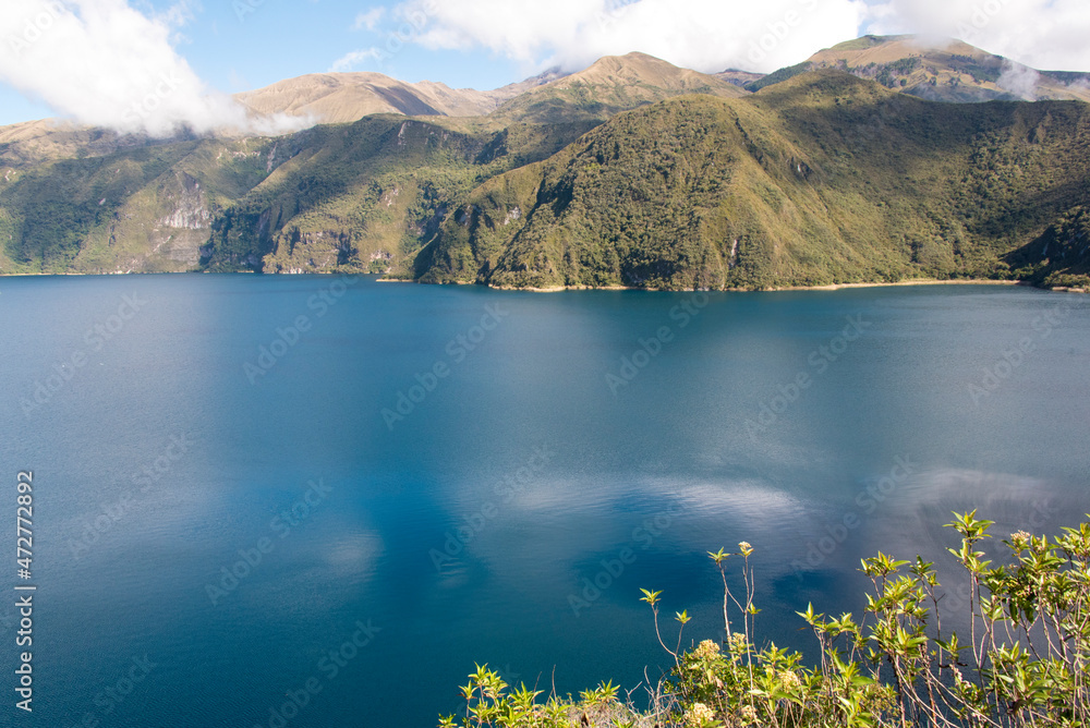 Ecuador, Imbabura. Laguna de Cuicocha, extinct volcano Cotacachi ...