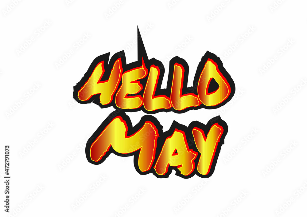 Hello May text with font characters and colors like urban style ...