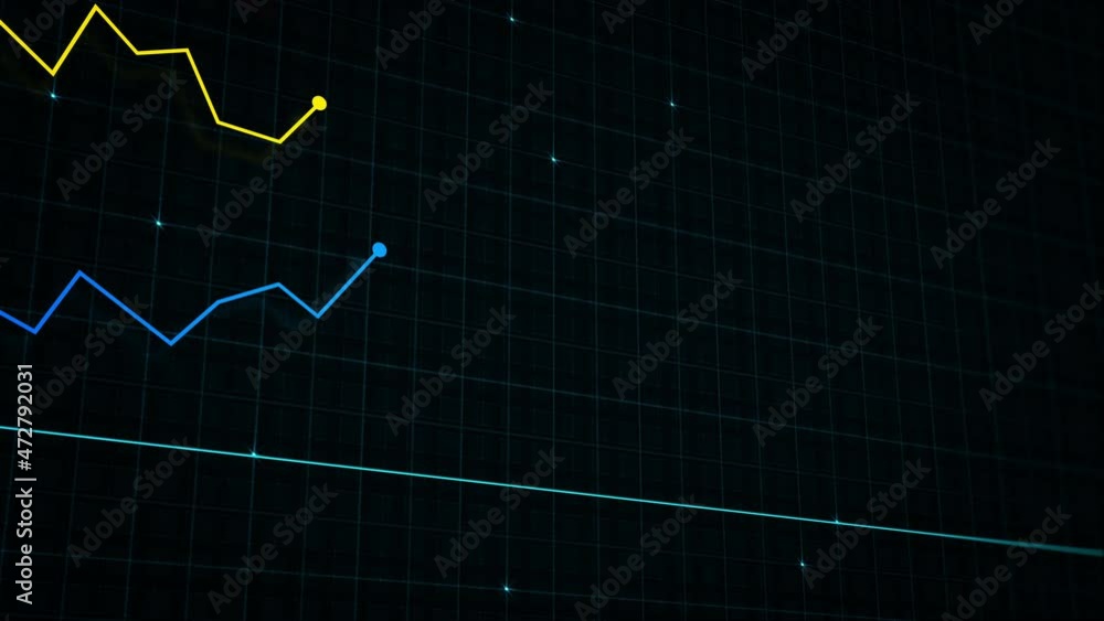 Linear chart of digital income made in tech style with high tech grid ...