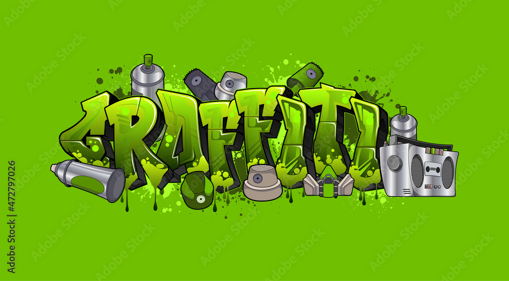 Graffiti Slime Street Art Logotype with Boombox Stock Vector | Adobe Stock