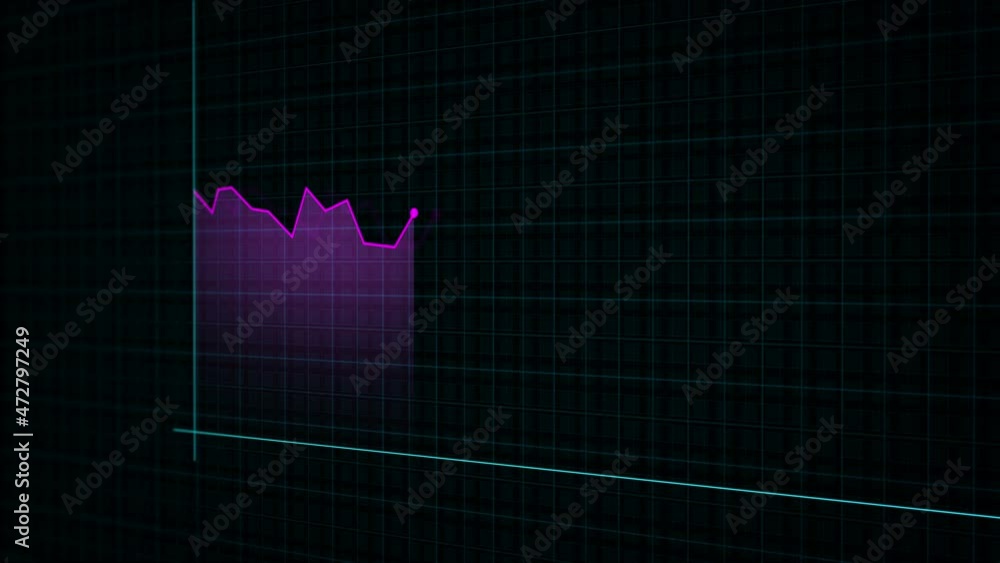 Linear chart of digital income made in tech style with high tech grid ...