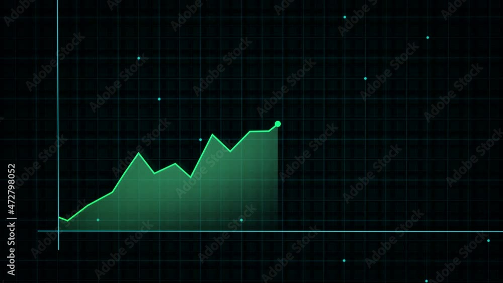 Linear chart of digital income made in tech style with high tech grid ...