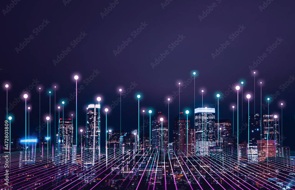Big data connection technology. Smart city and digital transformation ...